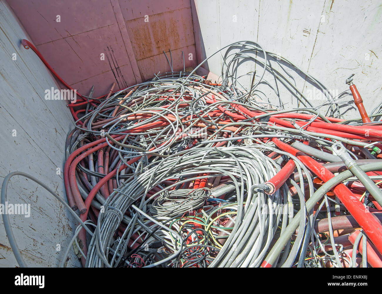 containers of hazardous waste landfill full of electrical wires Stock ...