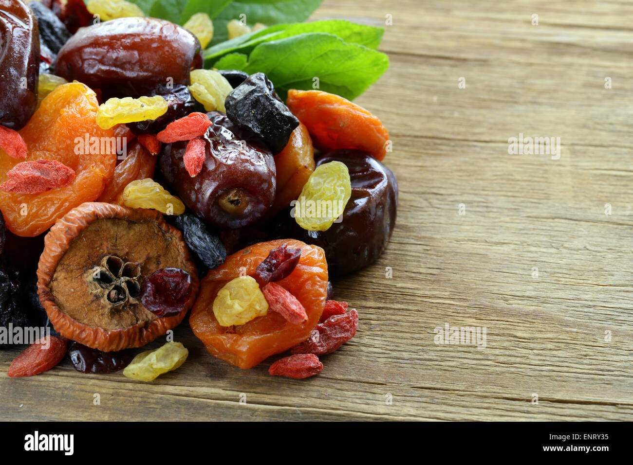 Assorted dried fruits (raisins, apricots, figs, prunes, goji ...