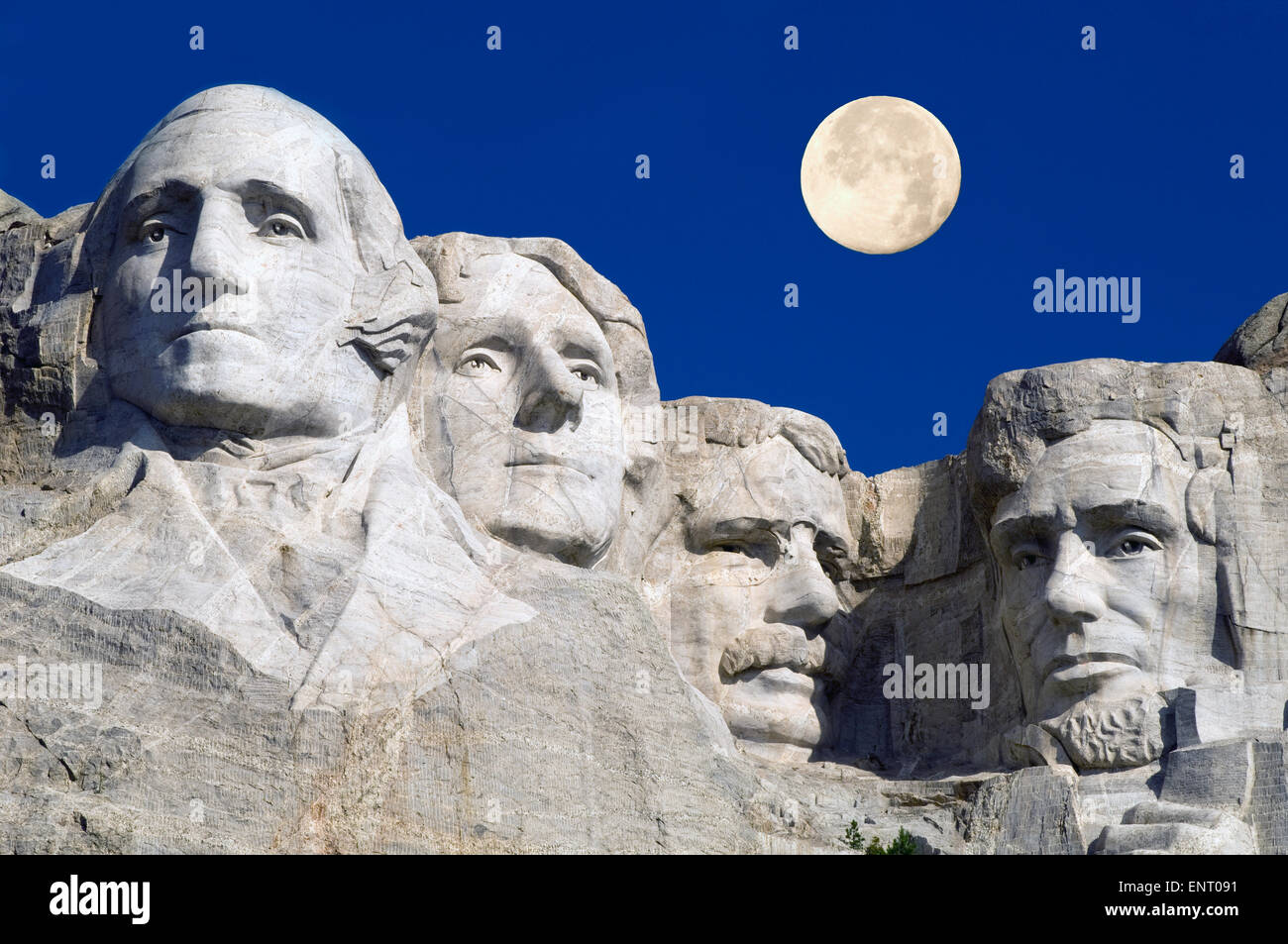 Mount Rushmore National Monument under a full moon. Black Hills, South ...