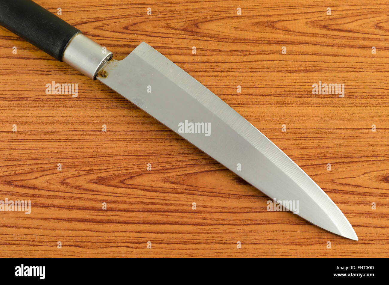 kitchen knife on wood table background Stock Photo - Alamy