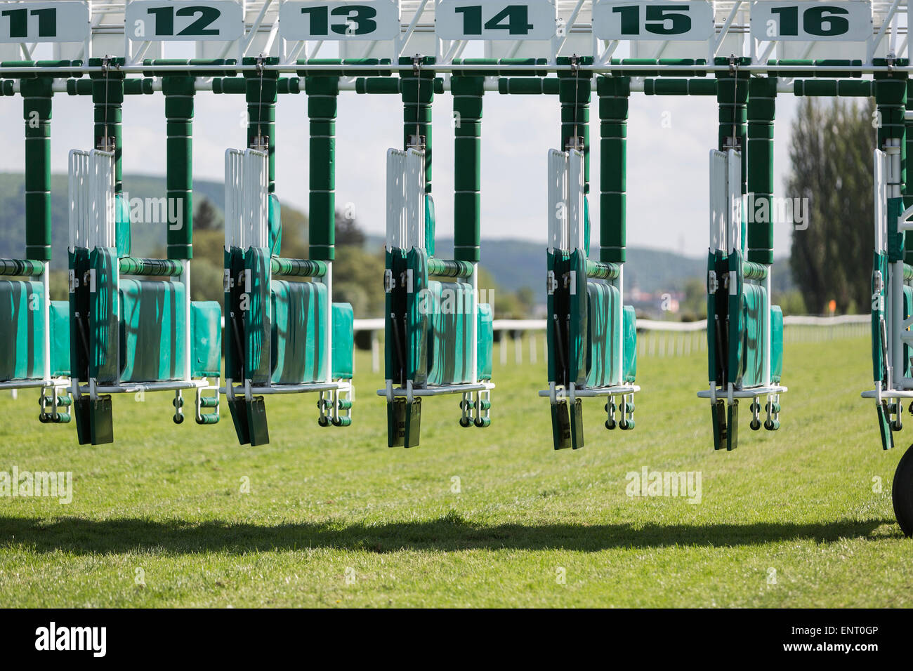 Start gates for horse races. Front view Stock Photo - Alamy
