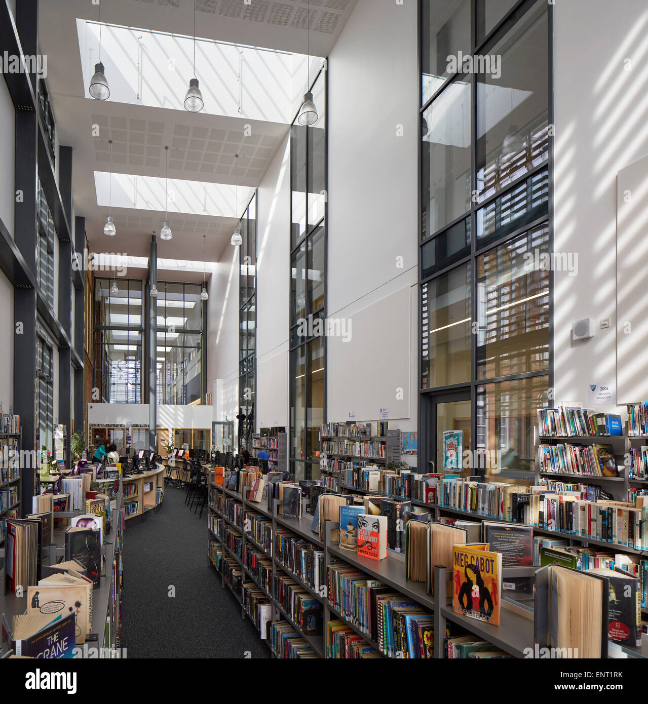 Internal view through triple-height ground floor library. Regent High ...