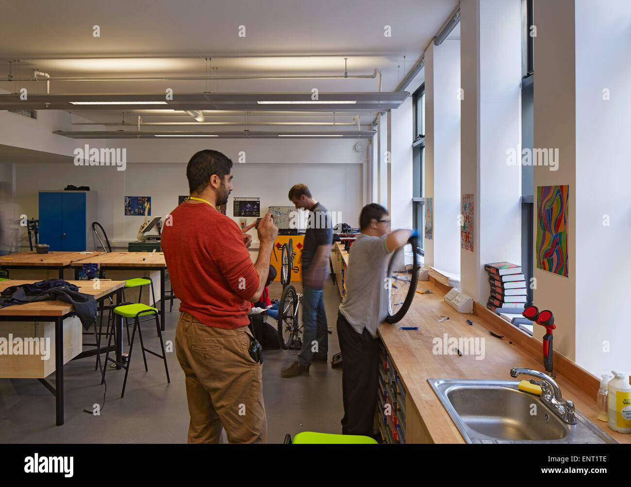 Workshop classroom during lesson. Regent High School, London, United ...