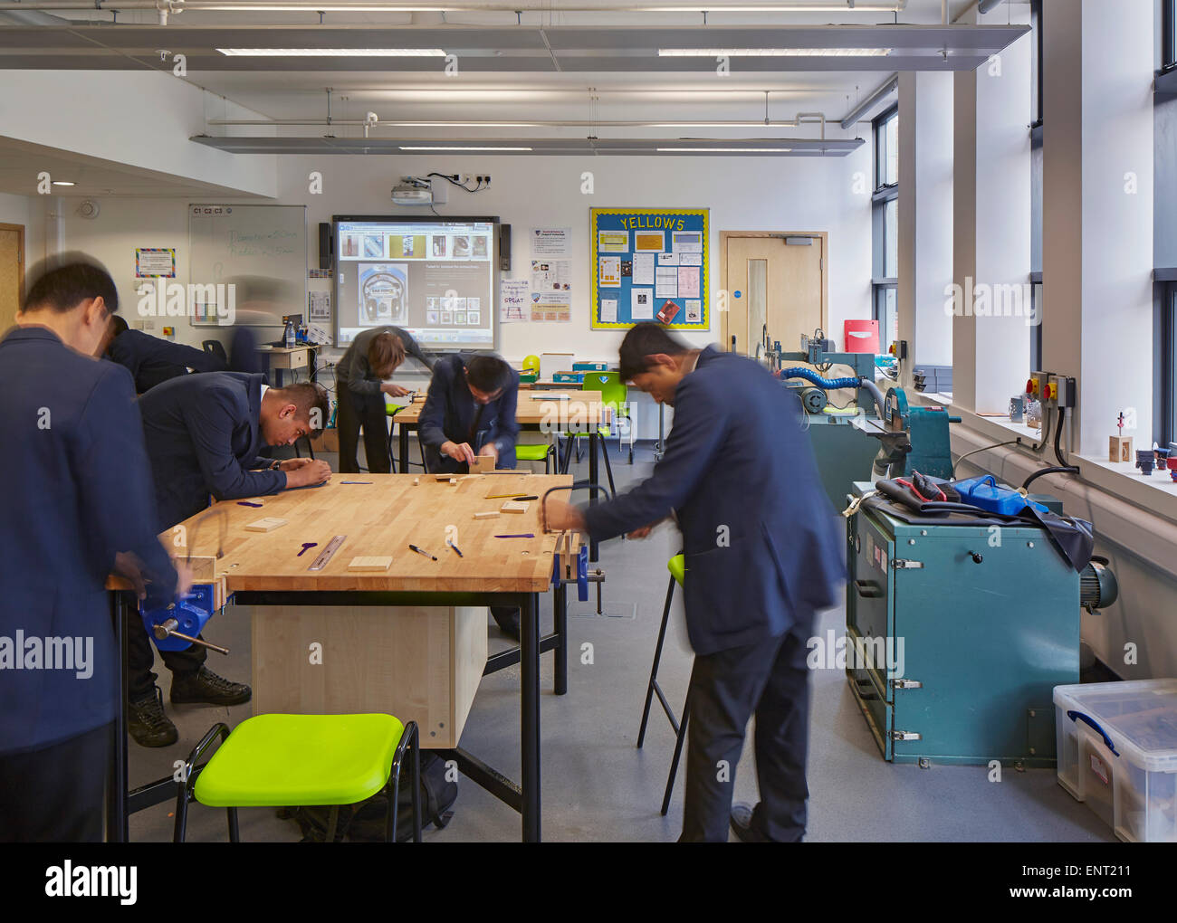 Workshop classroom during lesson. Regent High School, London, United ...
