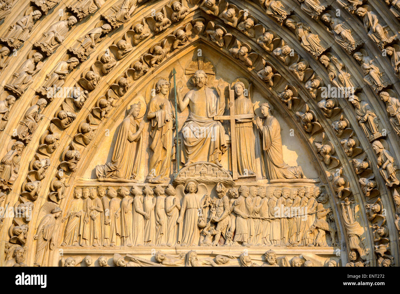 The Last Judgement, central tympanum above the portal of the west Stock ...