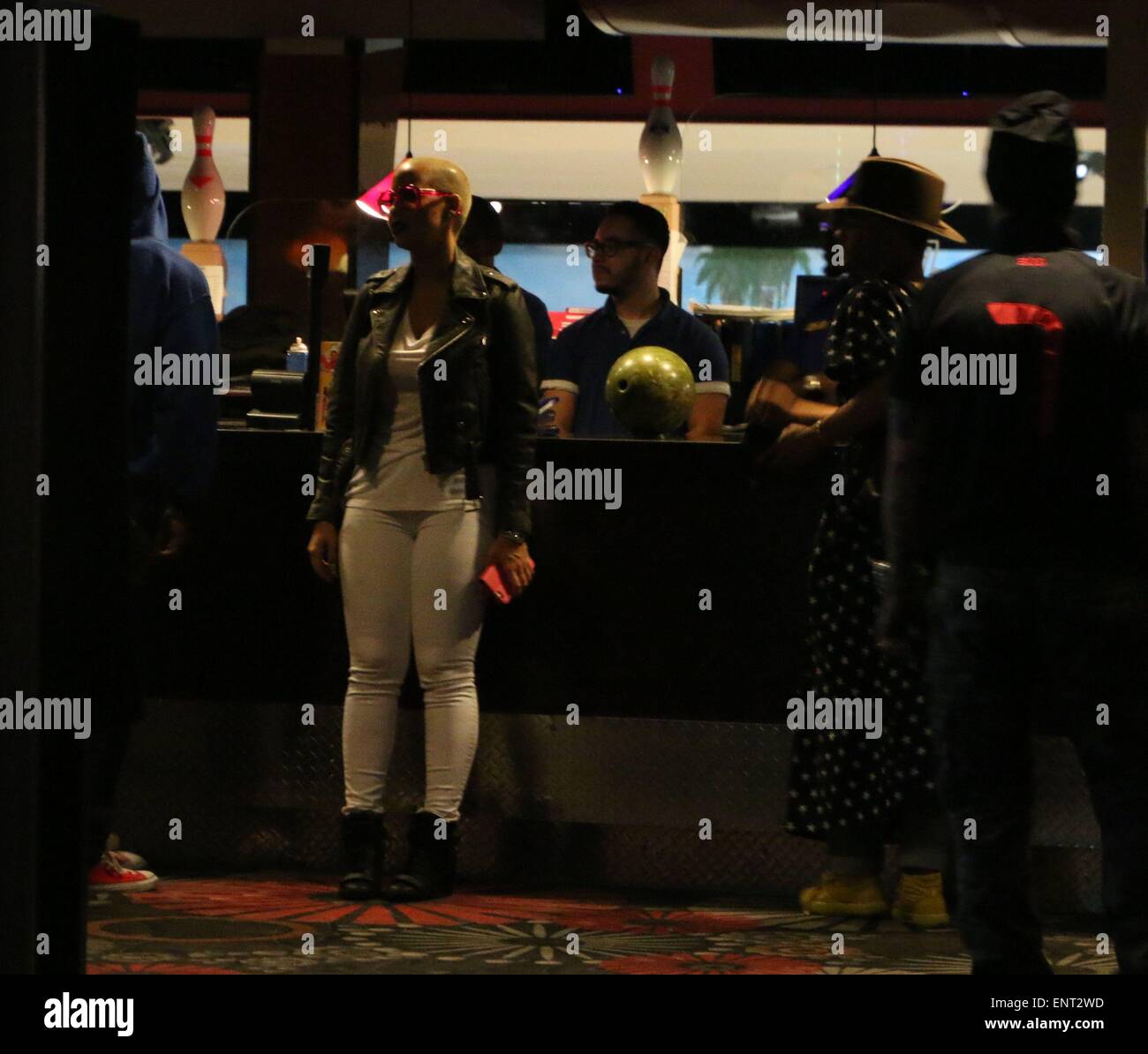 Celebrities leaving Pinz Bowling in Studio City Featuring: Amber Rose ...