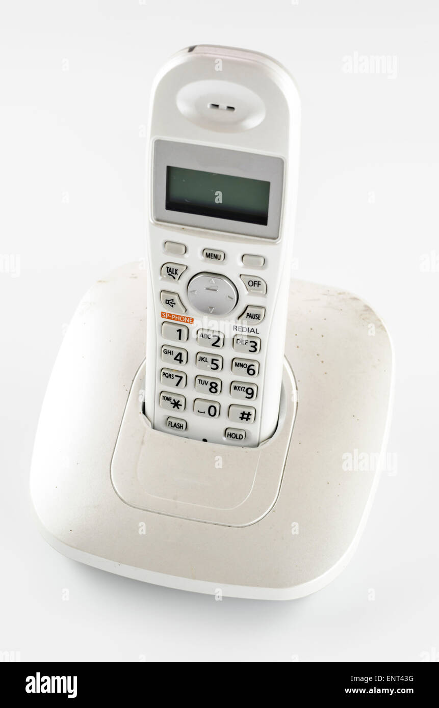 wireless telephone on a white background Stock Photo - Alamy