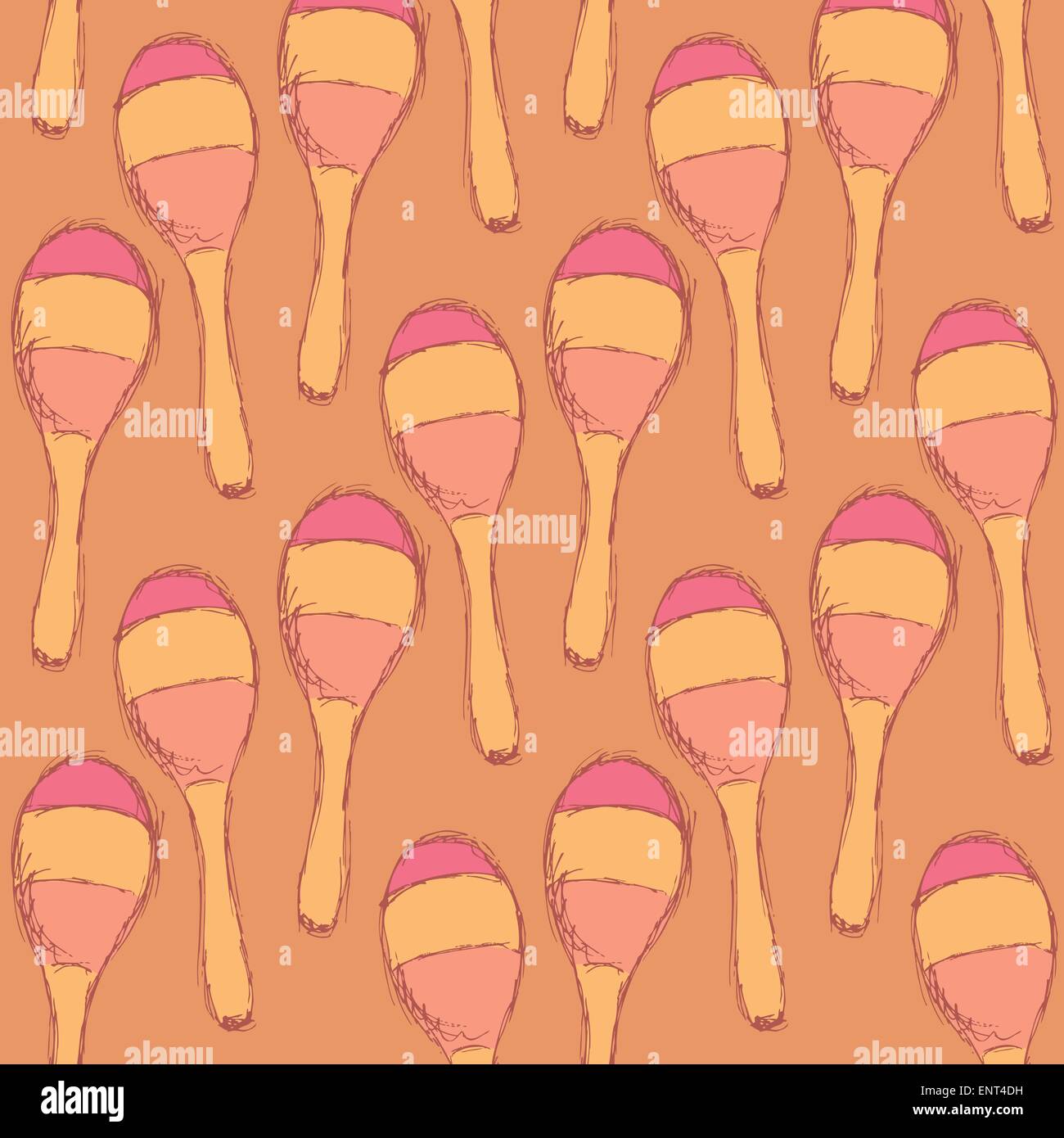 Sketch mexican maracas in vintage style, vector seamless pattern Stock ...