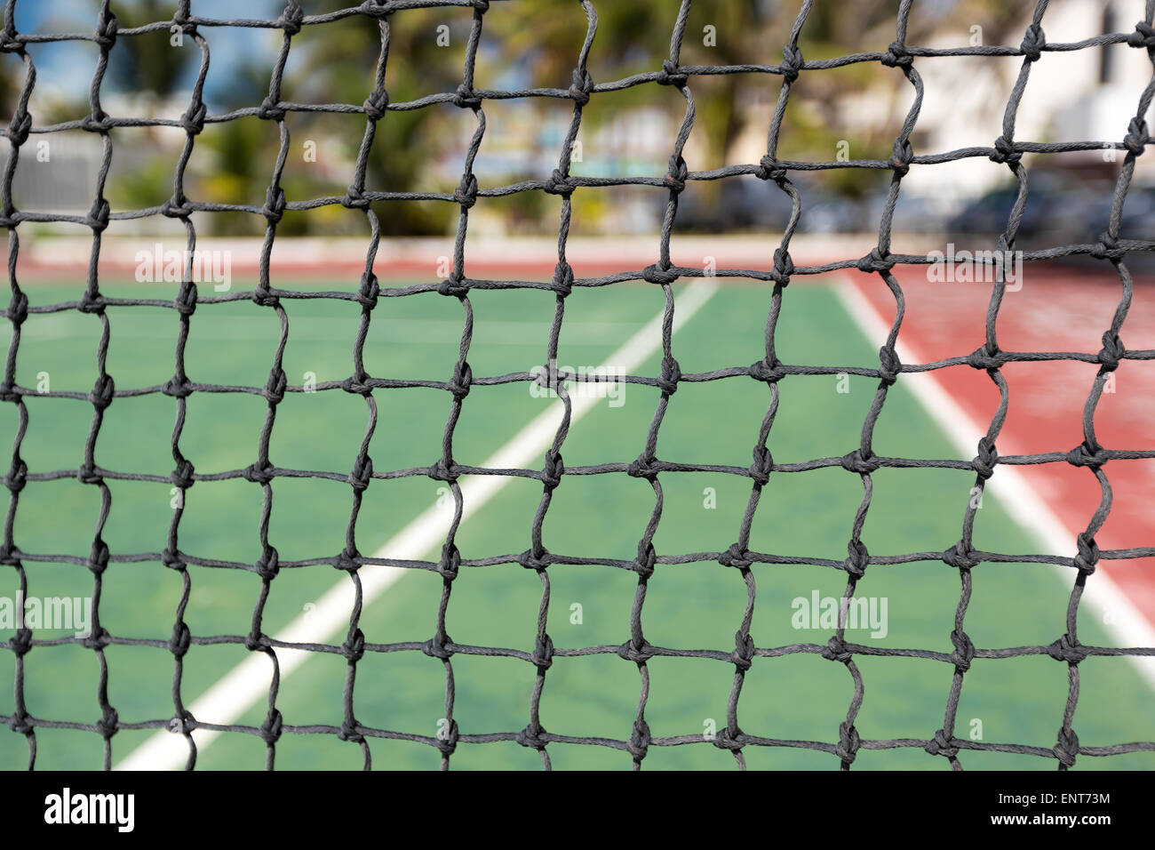 Tennis net, outdoor at empty court. Macro shot. Background Stock Photo ...