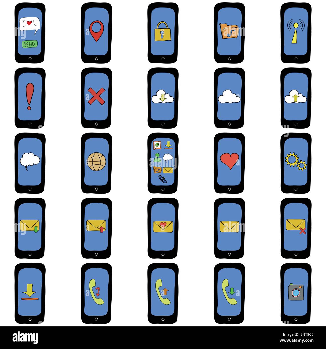 Set of doodle phones with different functions Stock Vector Image & Art ...