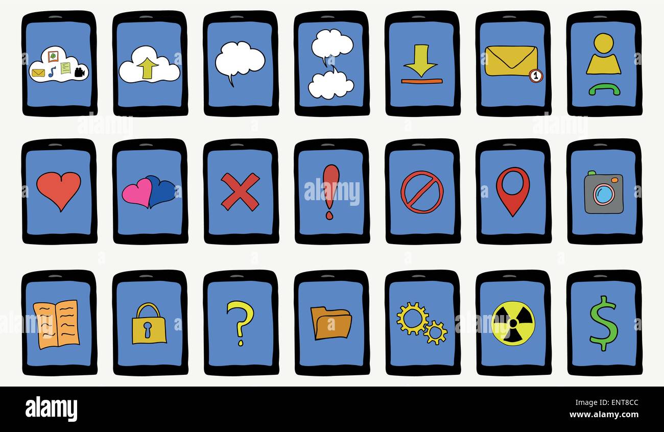 Set of cartoon tablets with different functions Stock Vector Image ...