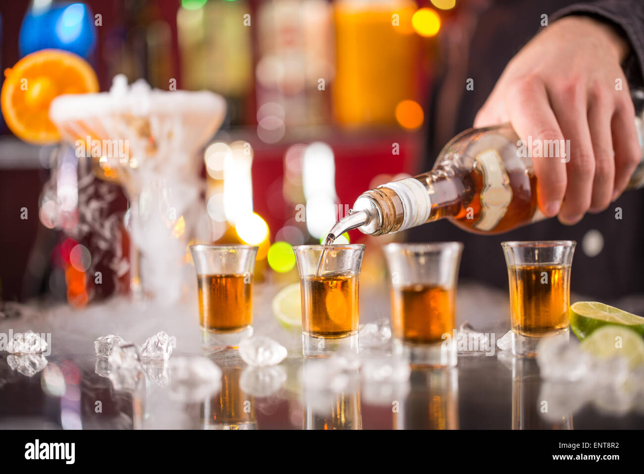 Snifters on bar desk, close-up Stock Photo - Alamy