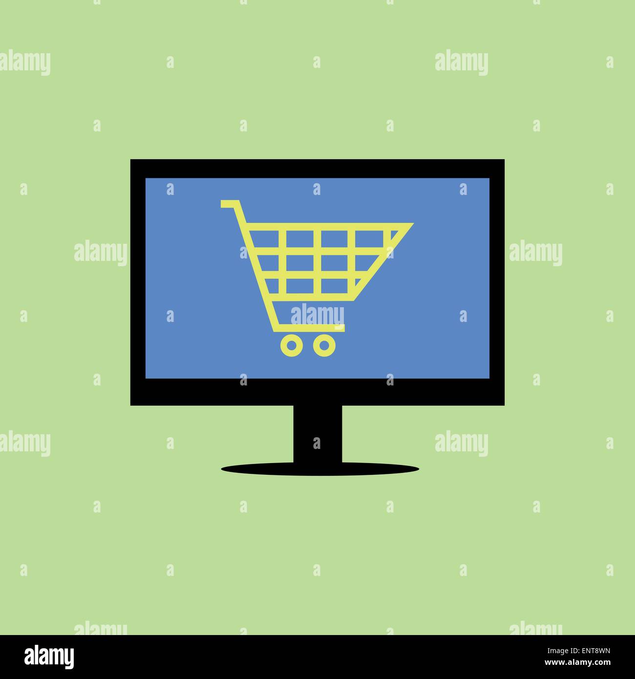 Flat style computer with shopping cart Stock Vector Image & Art - Alamy