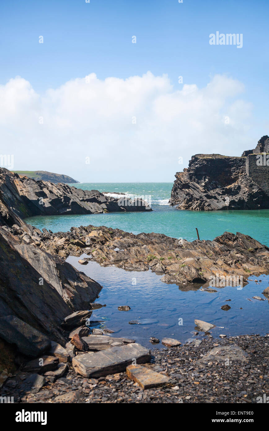 The Blue Lagoon remains of old slate quarry at Abereiddy, Pembrokeshire ...