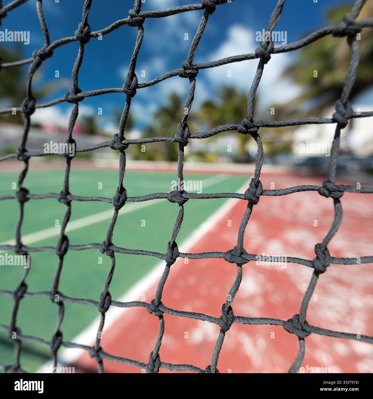 Tennis net, outdoor at empty court. Macro shot. Background Stock Photo ...