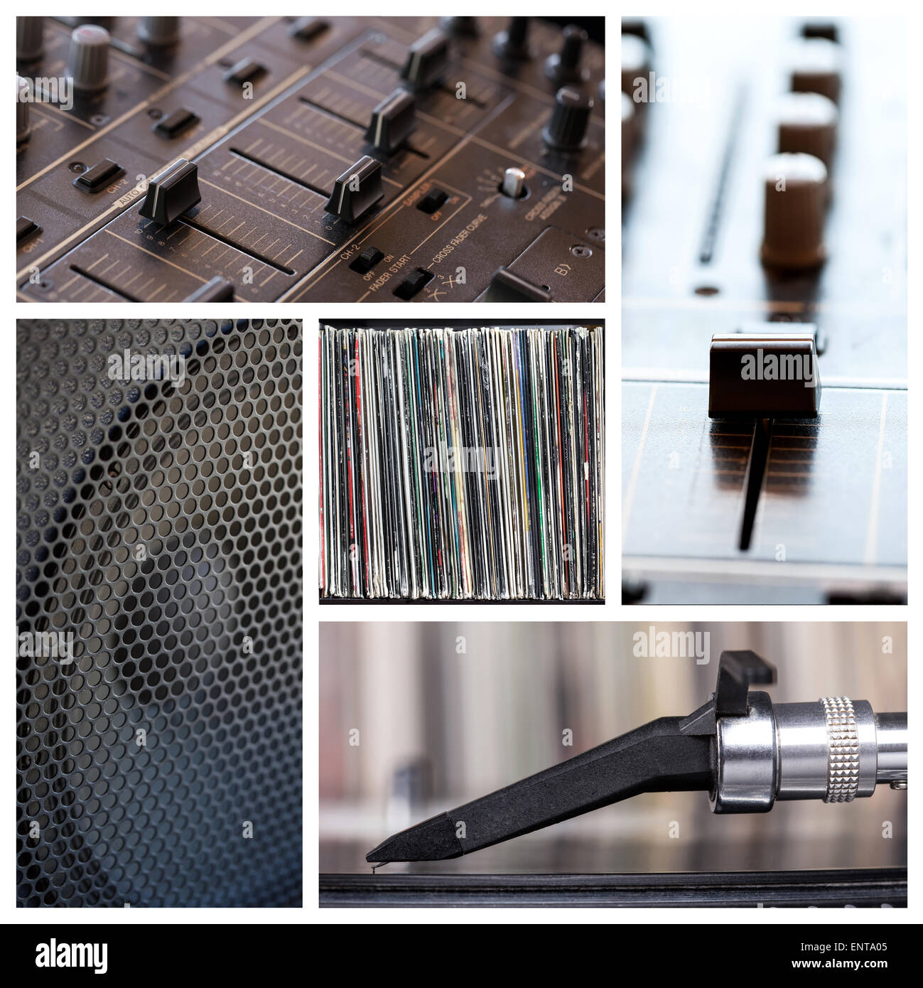 Music club collage with different dj tools Stock Photo - Alamy