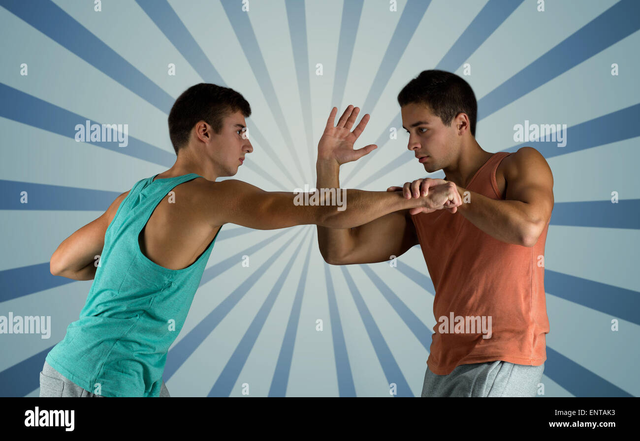 young men fighting hand-to-hand Stock Photo - Alamy