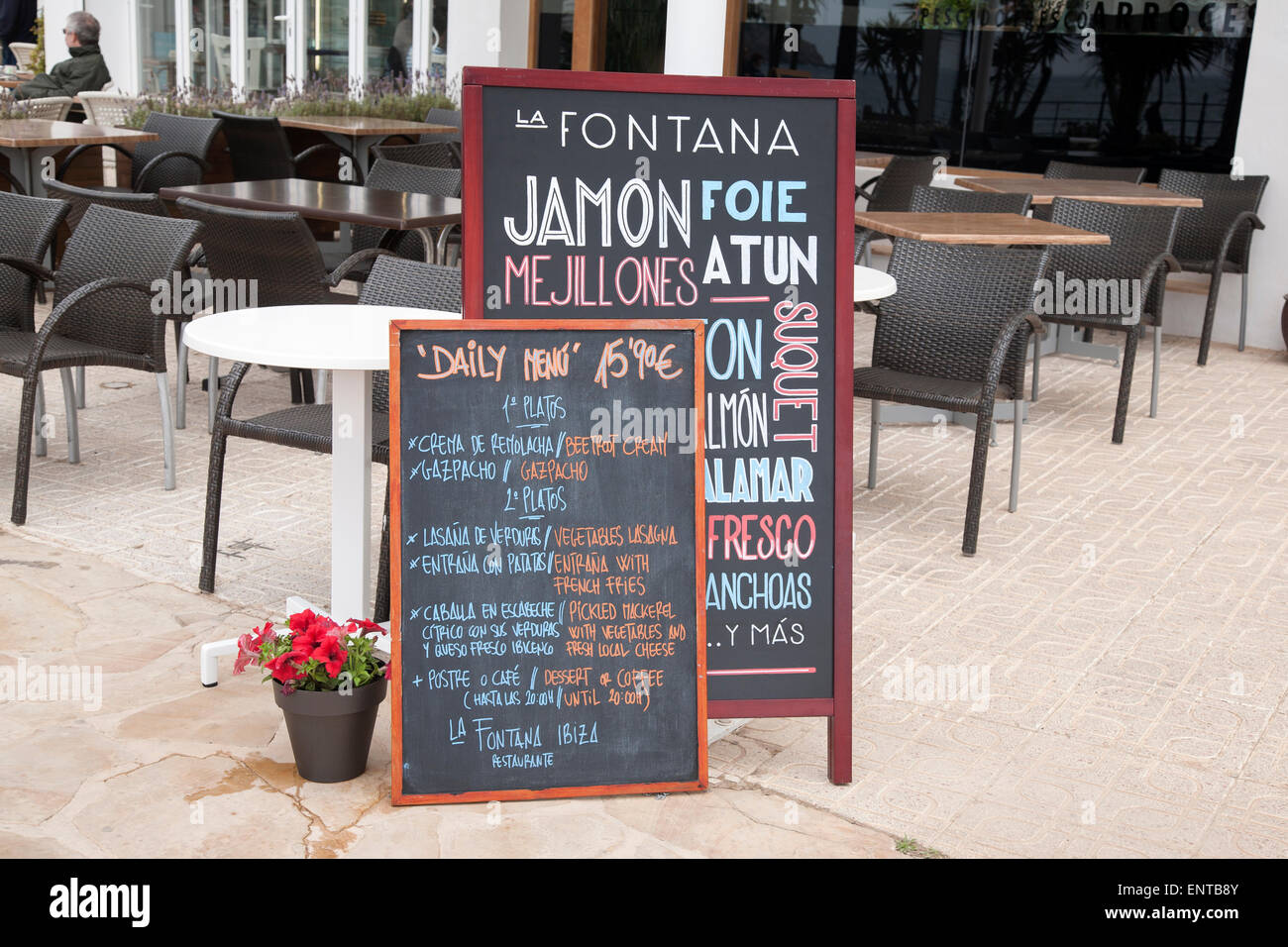 Fontana Restaurant Menu Sign, Santa Eularia; Ibiza, Balearic Islands ...
