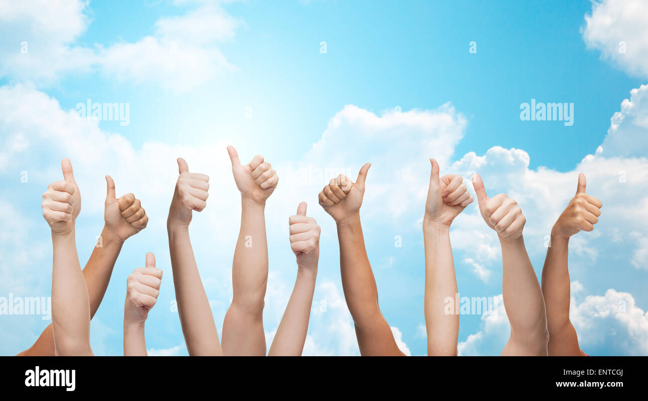 human hands showing thumbs up Stock Photo - Alamy