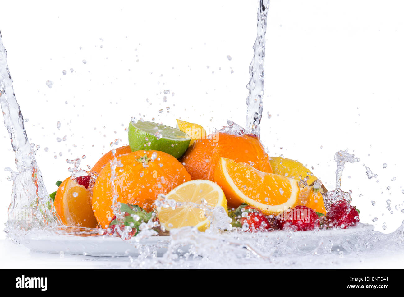 Fresh fruit with water splash Stock Photo - Alamy