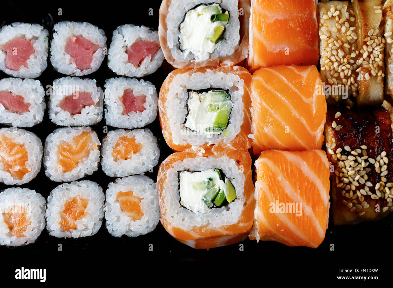 set of rolls, japanese cuisine, food closeup Stock Photo - Alamy