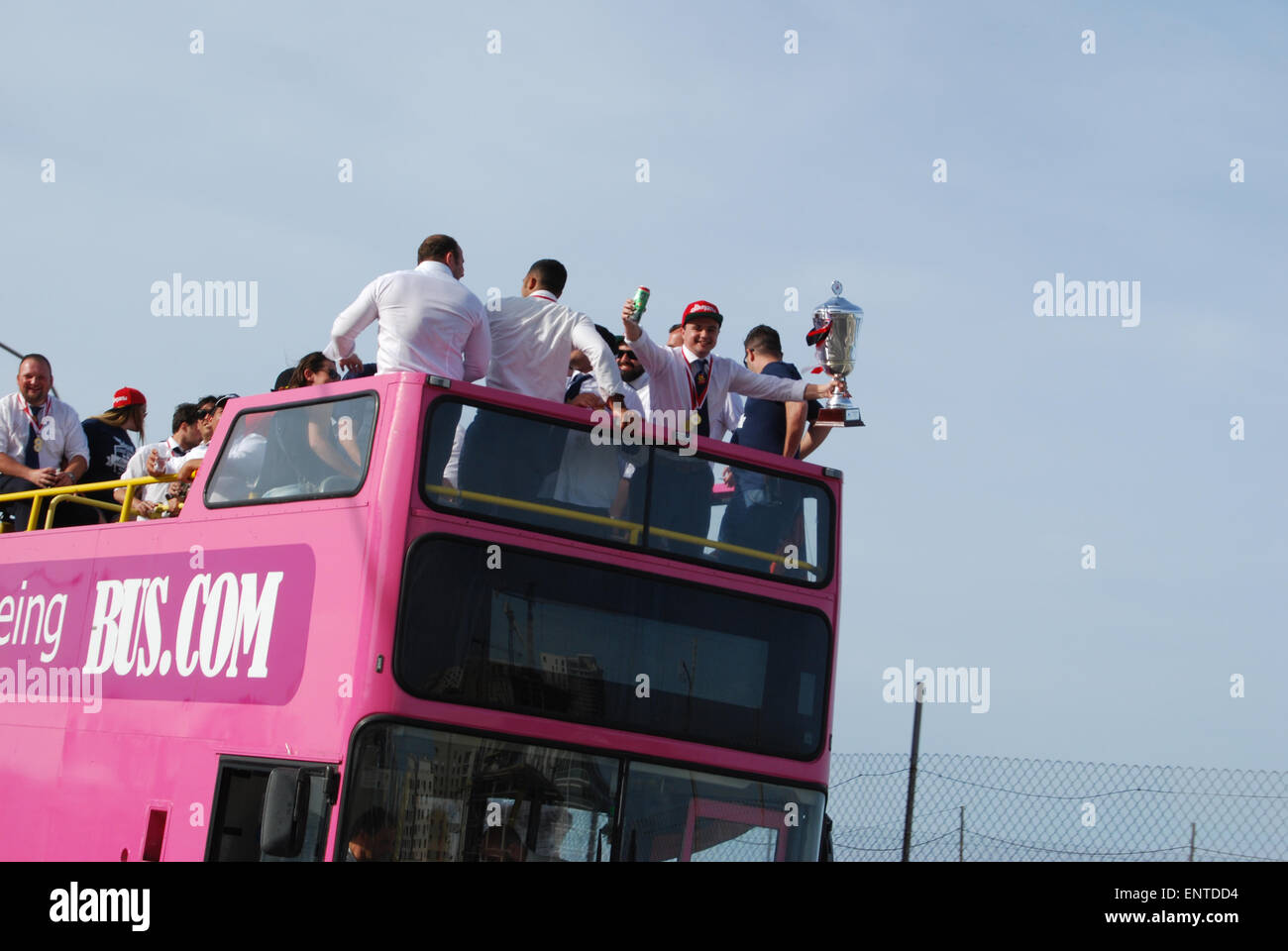 Sliema Stompers rugby team celebrate the winning of the Mediterranean ...