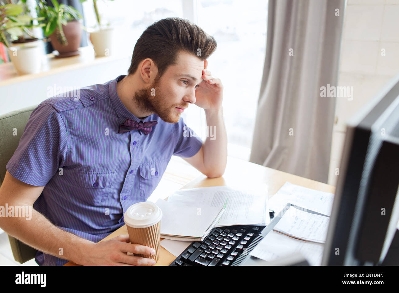 Tired programmer computer working office hi-res stock photography and ...