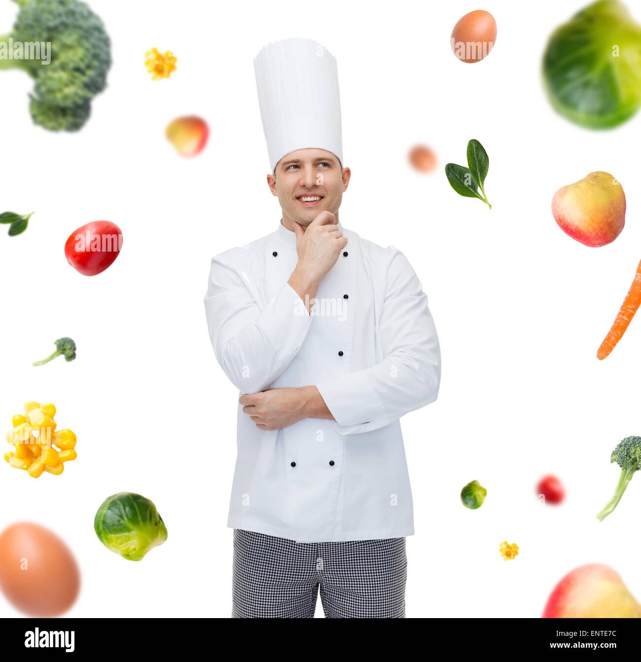 happy male chef cook thinking Stock Photo - Alamy