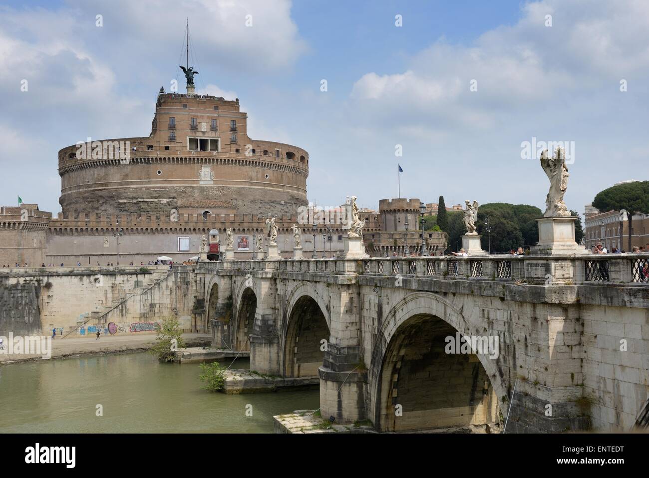 Castel Sant'Angelo and the St. Angelo Bridge over the river Tiber in Rome, Italy Stock Photo - Alamy