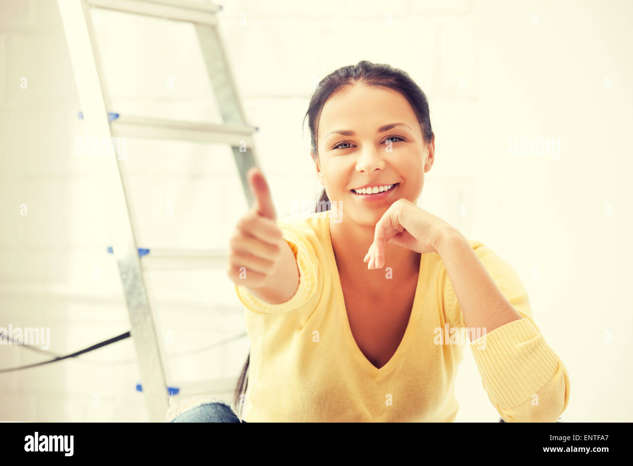 lovely housewife making repairing works Stock Photo - Alamy