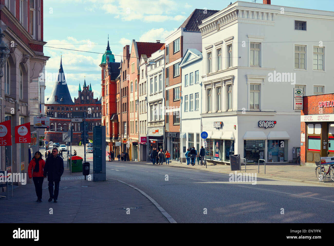 LUBECK, GERMANY - APRIL 5, 2015: Old part of Lubeck, is the second ...