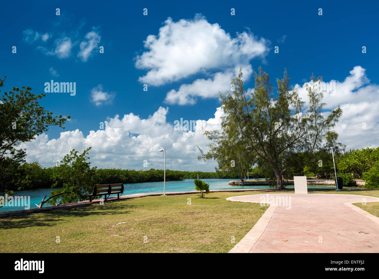 Caribbean public park with river Stock Photo - Alamy