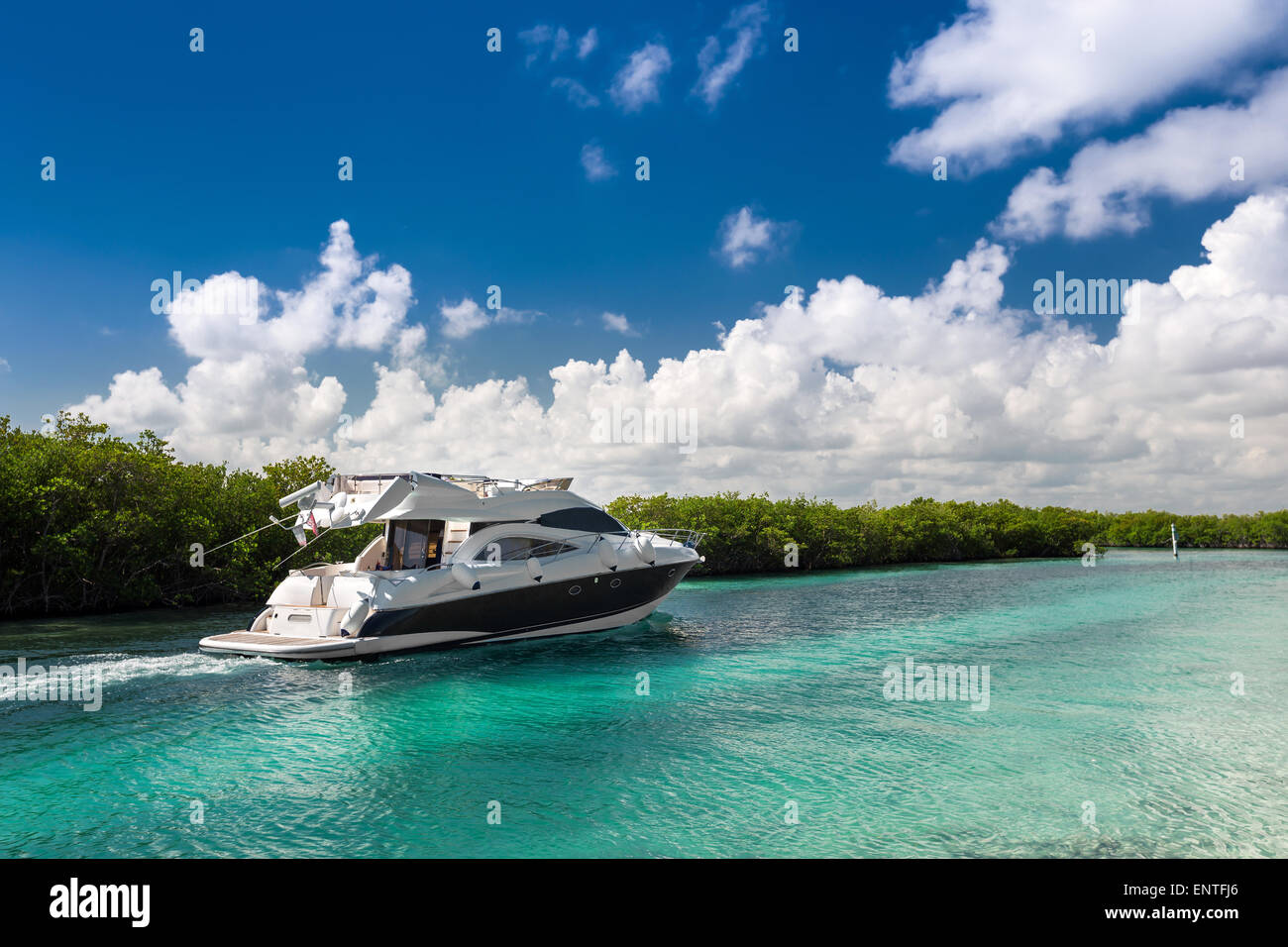 Luxury private motor yacht sailing out at sea Stock Photo - Alamy