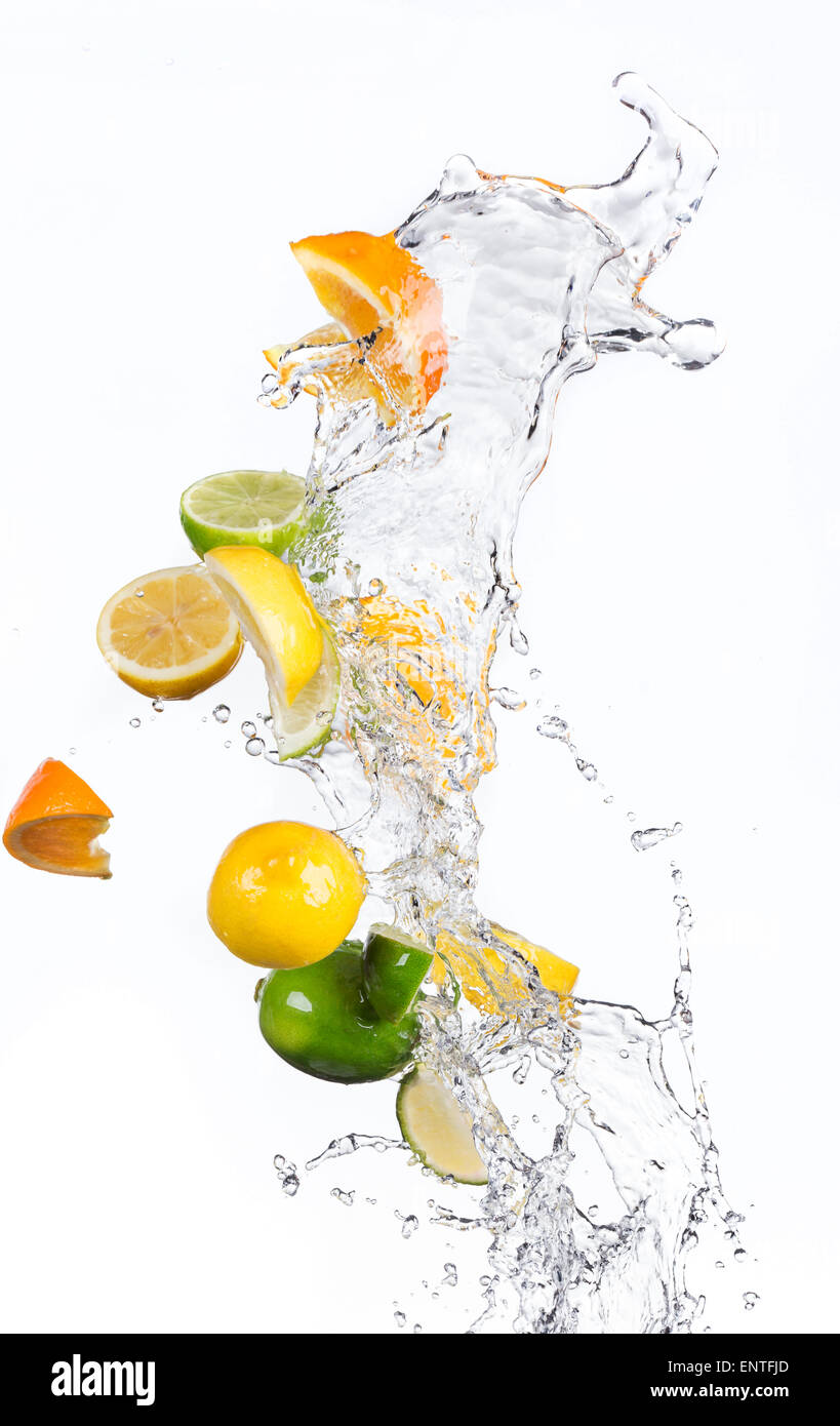 Fresh fruit with water splash Stock Photo - Alamy
