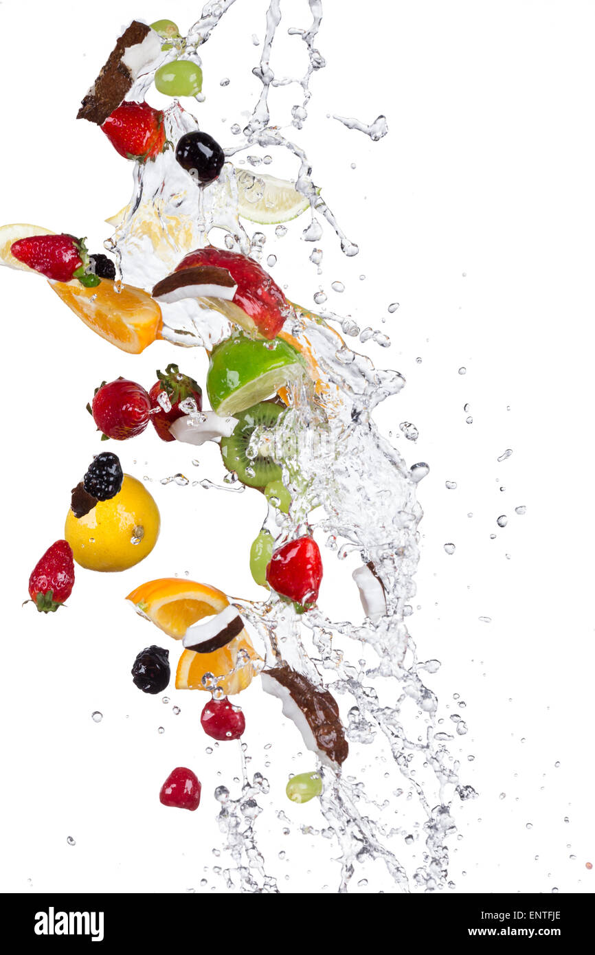 Fresh fruit with water splash Stock Photo - Alamy