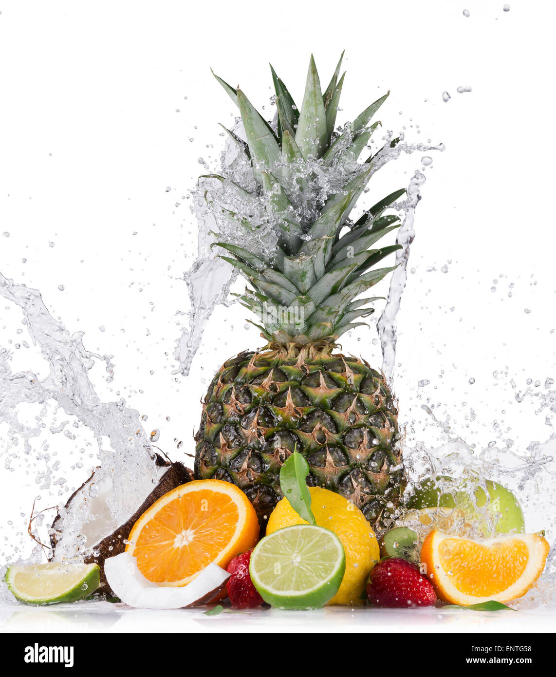 Fresh fruit with water splash Stock Photo - Alamy