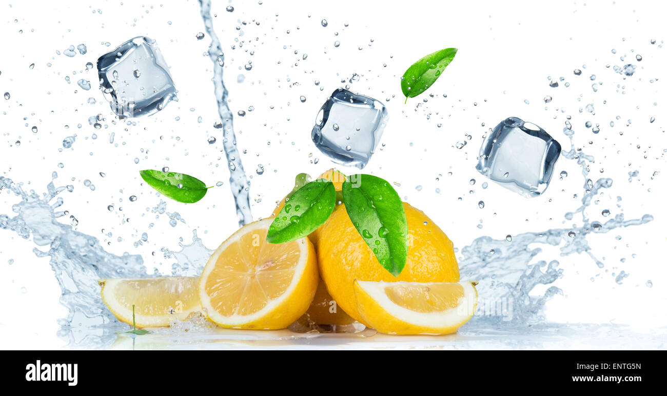Fresh fruit with water splash Stock Photo - Alamy