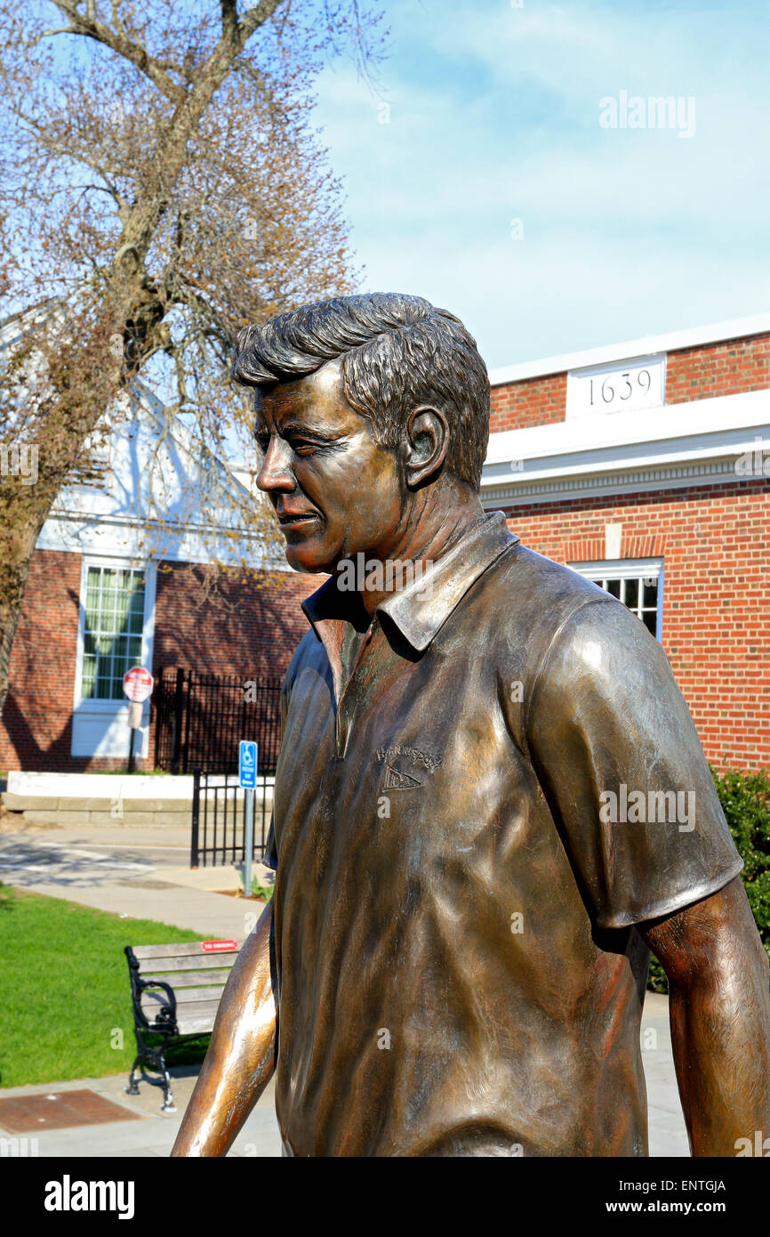 John F Kennedy, JFK museum in Hyannis Port Massachusetts. The statue ...