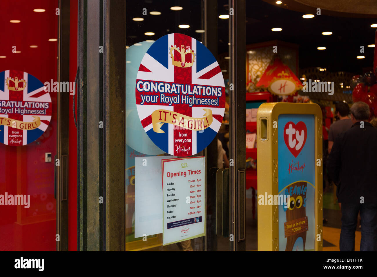 Hamley's Toy Shop sign congratulating the Duke and Duchess of Cambridge ...