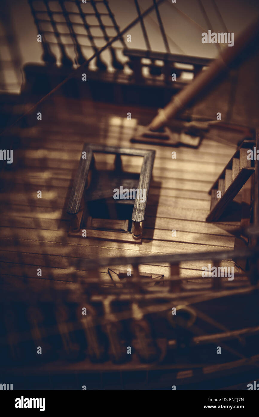 The scale model wooden ship with all the accompanying components Stock ...