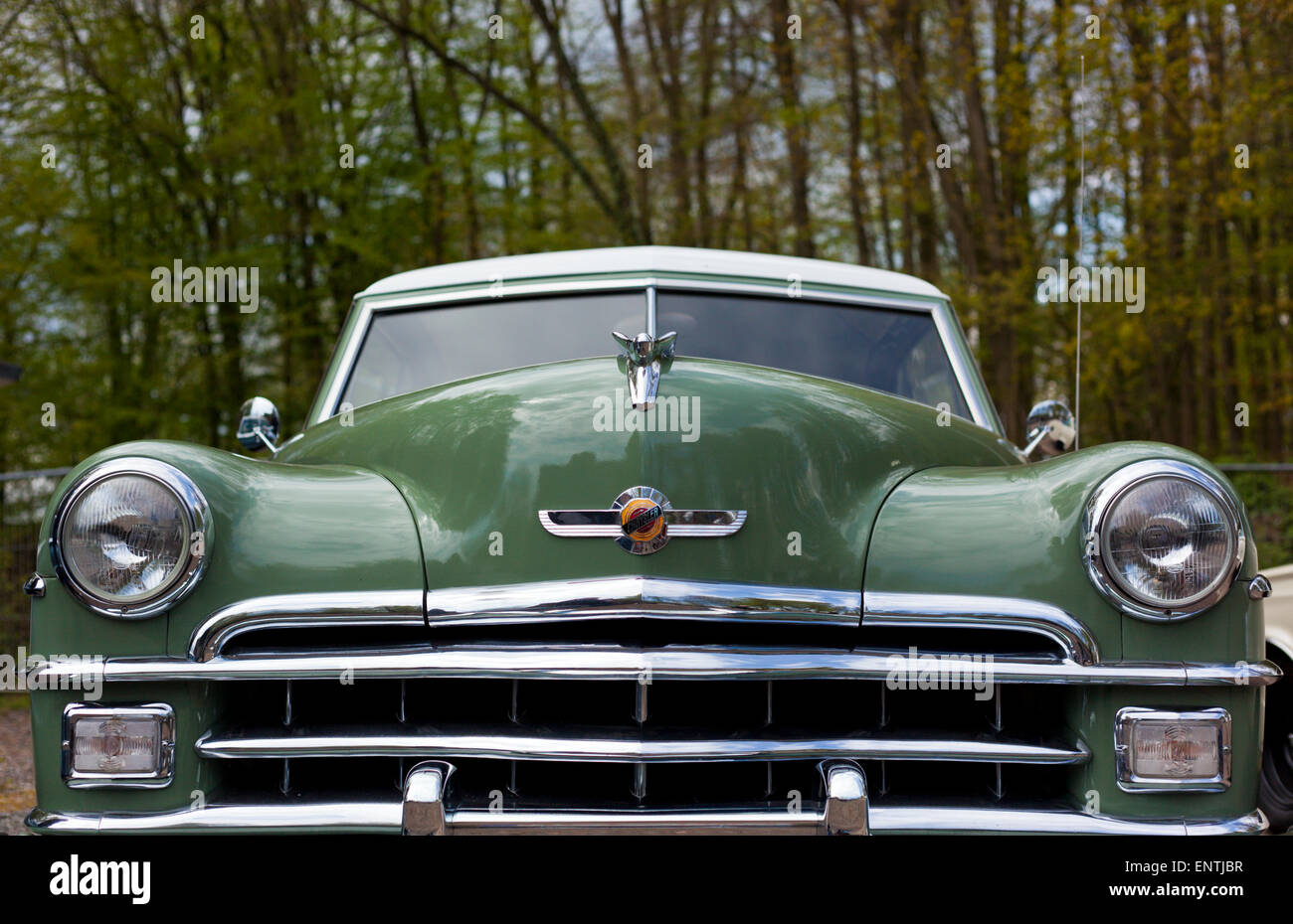 Vintage 1950 Chrysler Windsor Newport, low angle front view Stock Photo ...