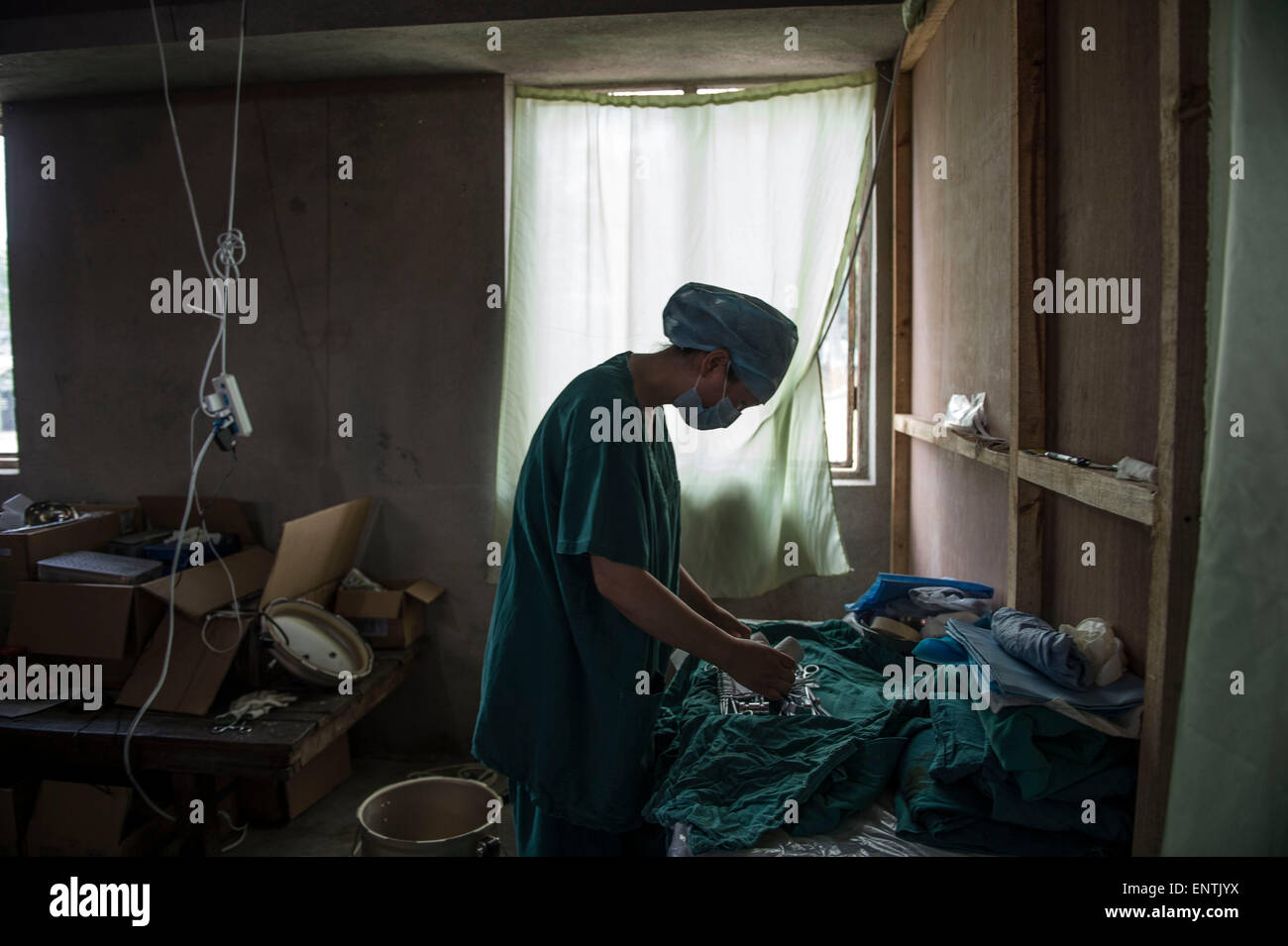 Kathmandu, Nepal. 11th May, 2015. An Hong, head nurse of anesthesia ...