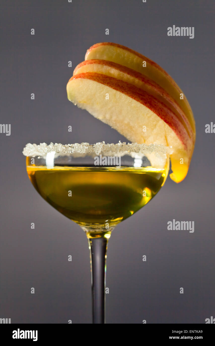 The apple liquor on a dark background Stock Photo - Alamy