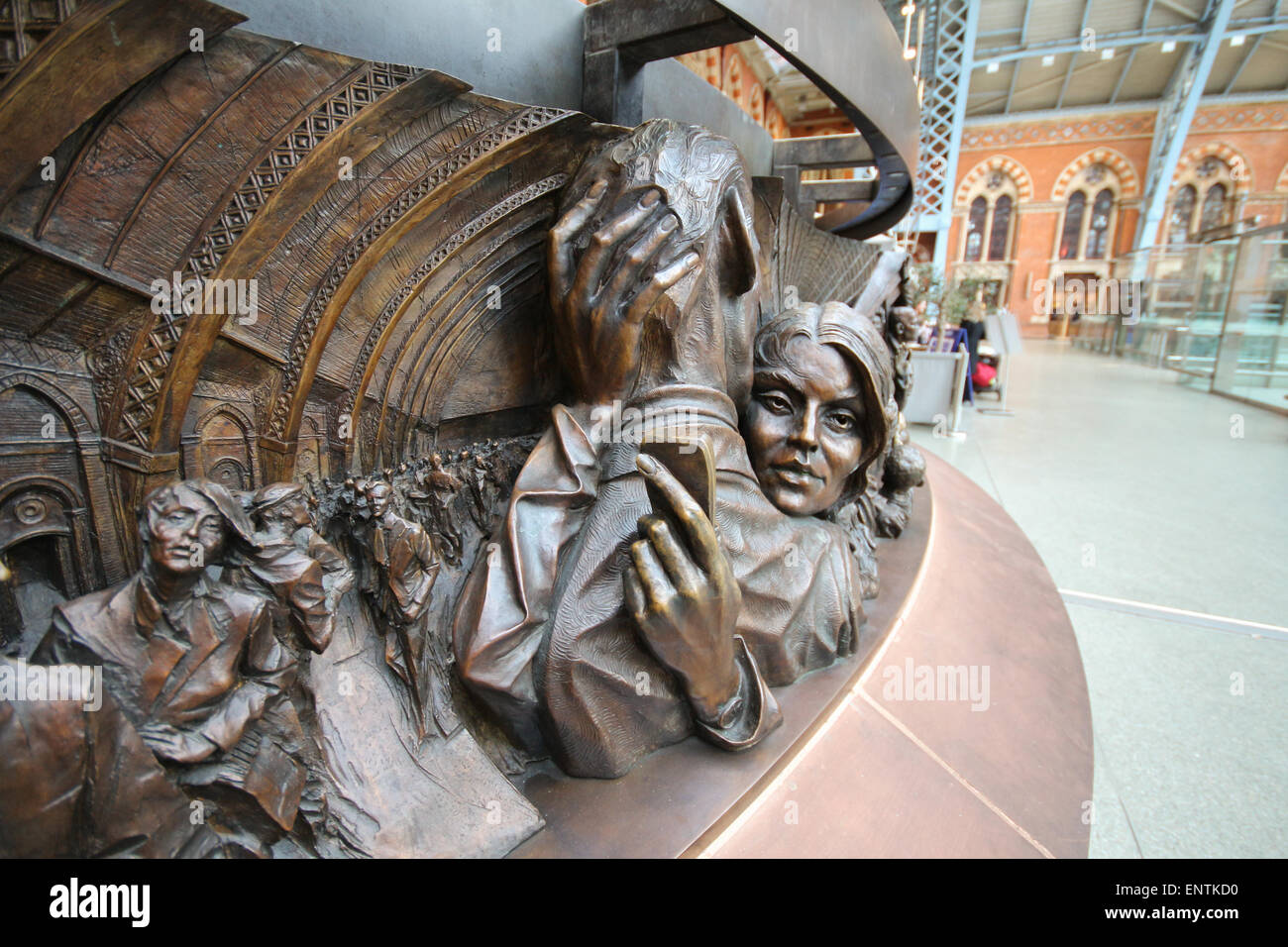 The base (plinth) of the Lovers statue at St Pancras Railway station ...