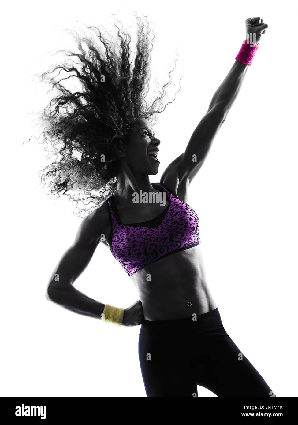 one african woman woman zumba dancer dancing exercises in studio ...