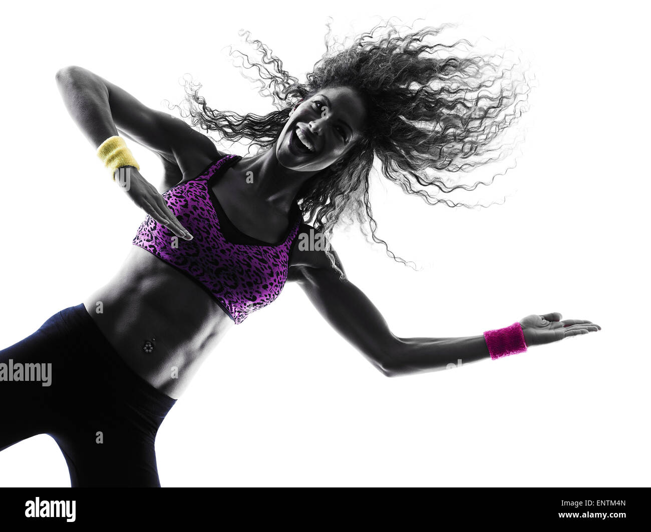 one african woman woman zumba dancer dancing exercises in studio ...