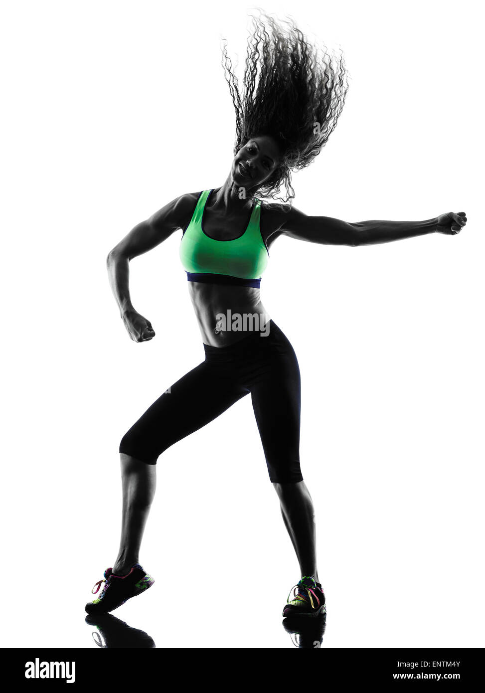 one african woman woman zumba dancer dancing exercises in studio ...
