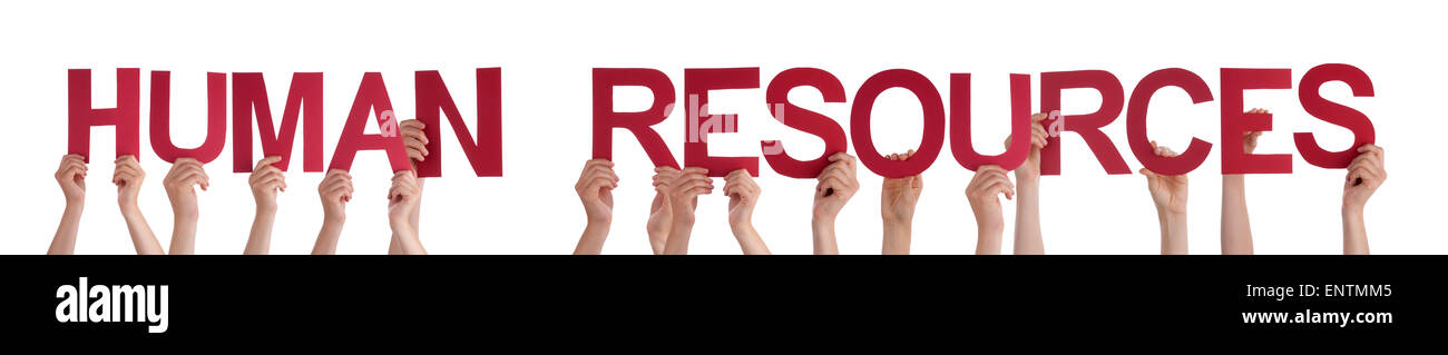 Hands Holding Red Straight Word Human Resources Stock Photo - Alamy