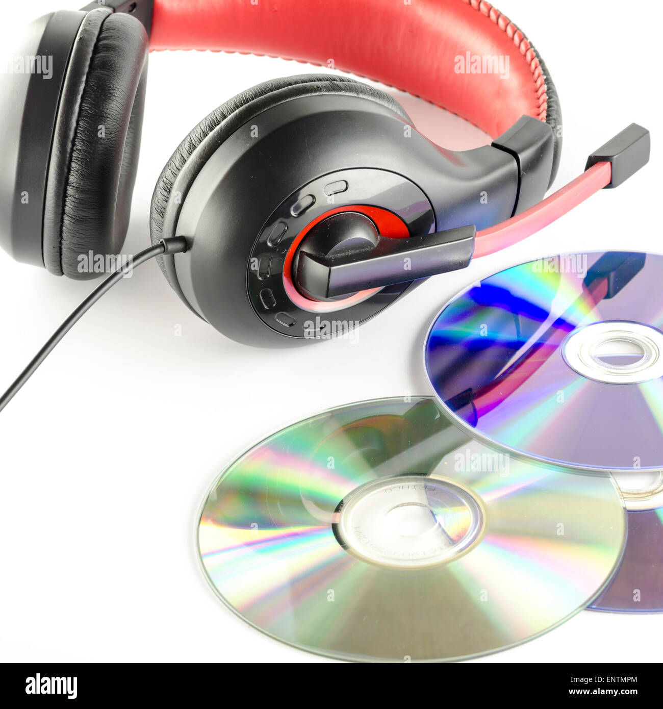 headphone and cd on a white background Stock Photo - Alamy
