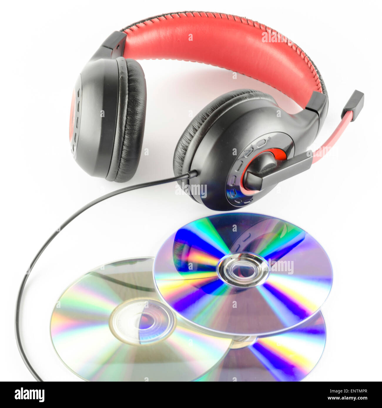 headphone and cd on a white background Stock Photo - Alamy